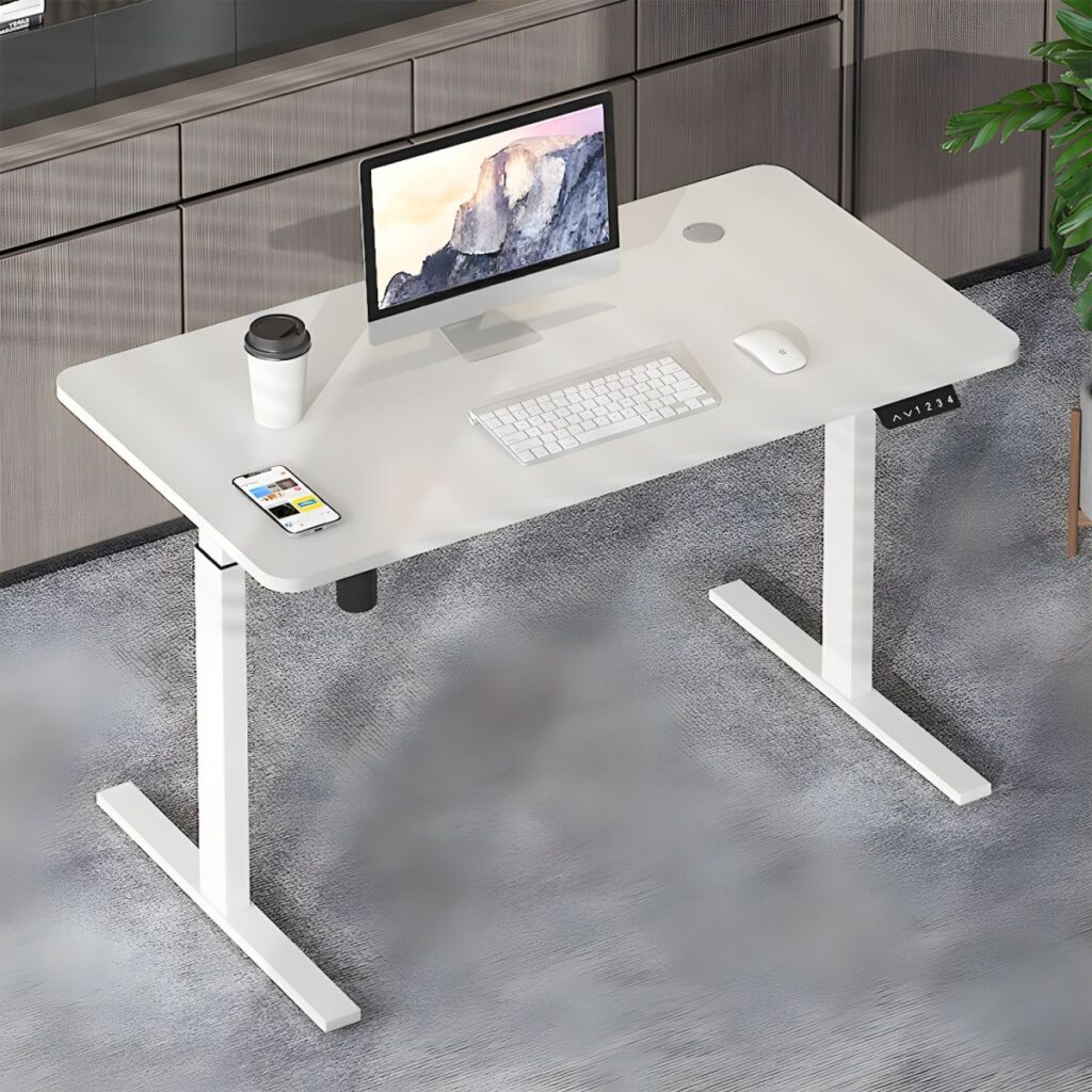 White Electric Adjustable Office Table – Shine office furniture