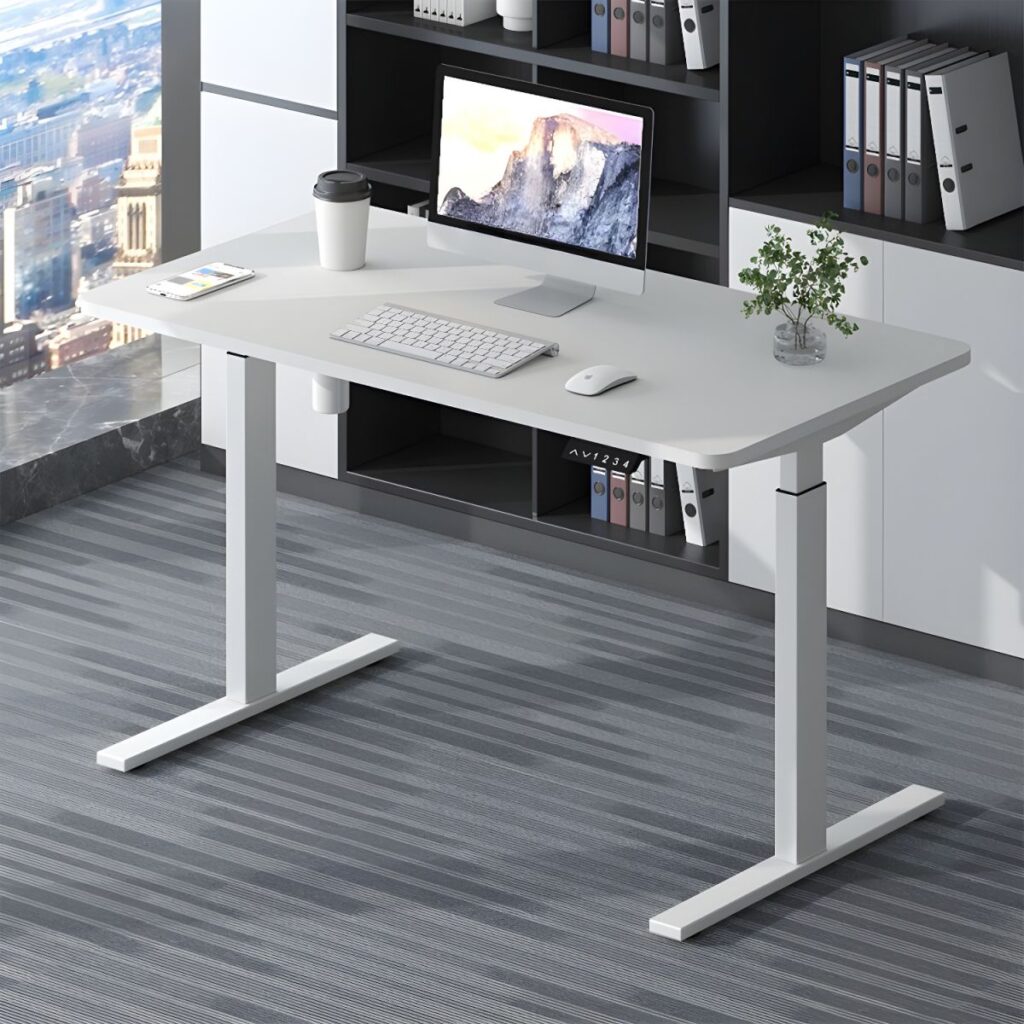 White Electric Adjustable Office Table – Shine office furniture