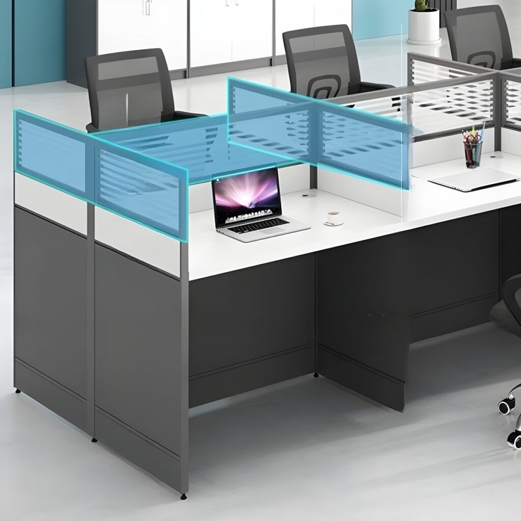 Modern 4-Way Grey Office Workstation – Shine office furniture