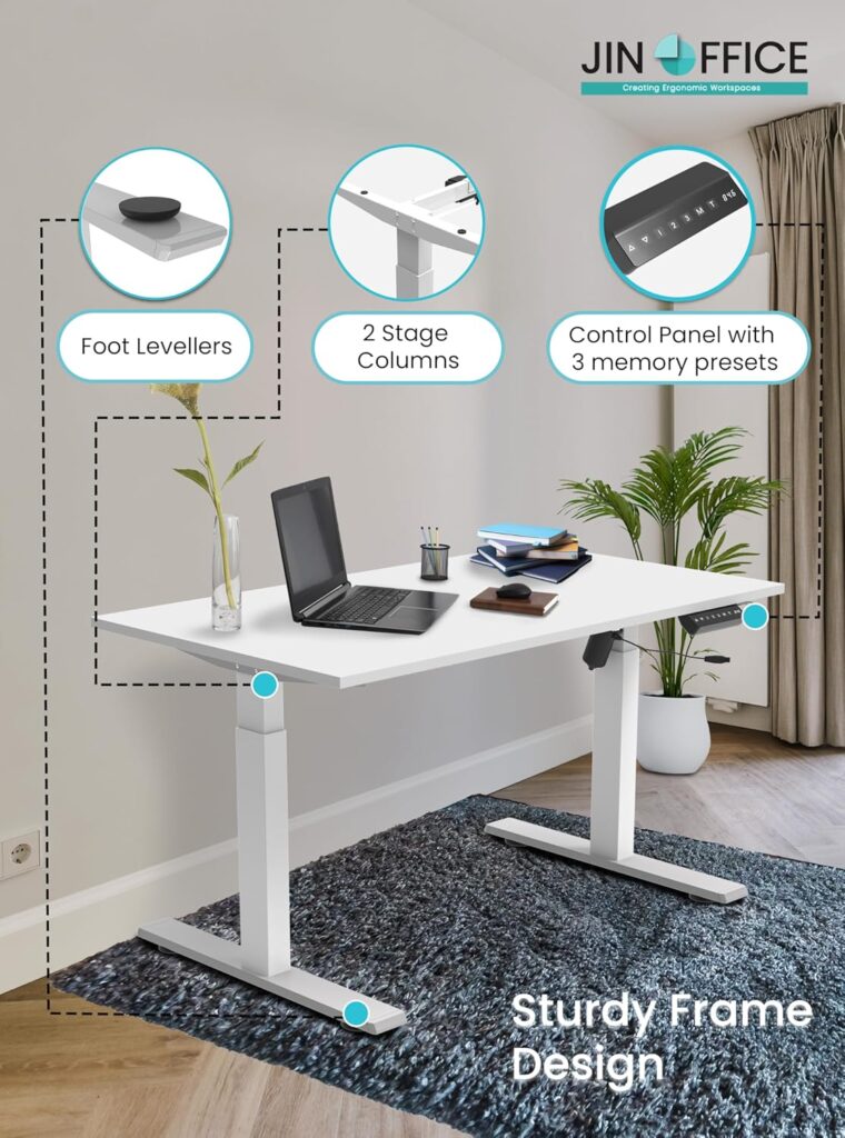 White Height Electric Adjustable Office Table – Shine office furniture