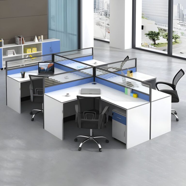Modern 4-Way Curved Office Workstation – Shine office furniture